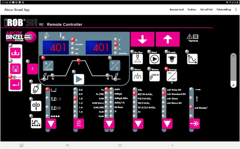 Configuración de la aplicación iROB® POWER